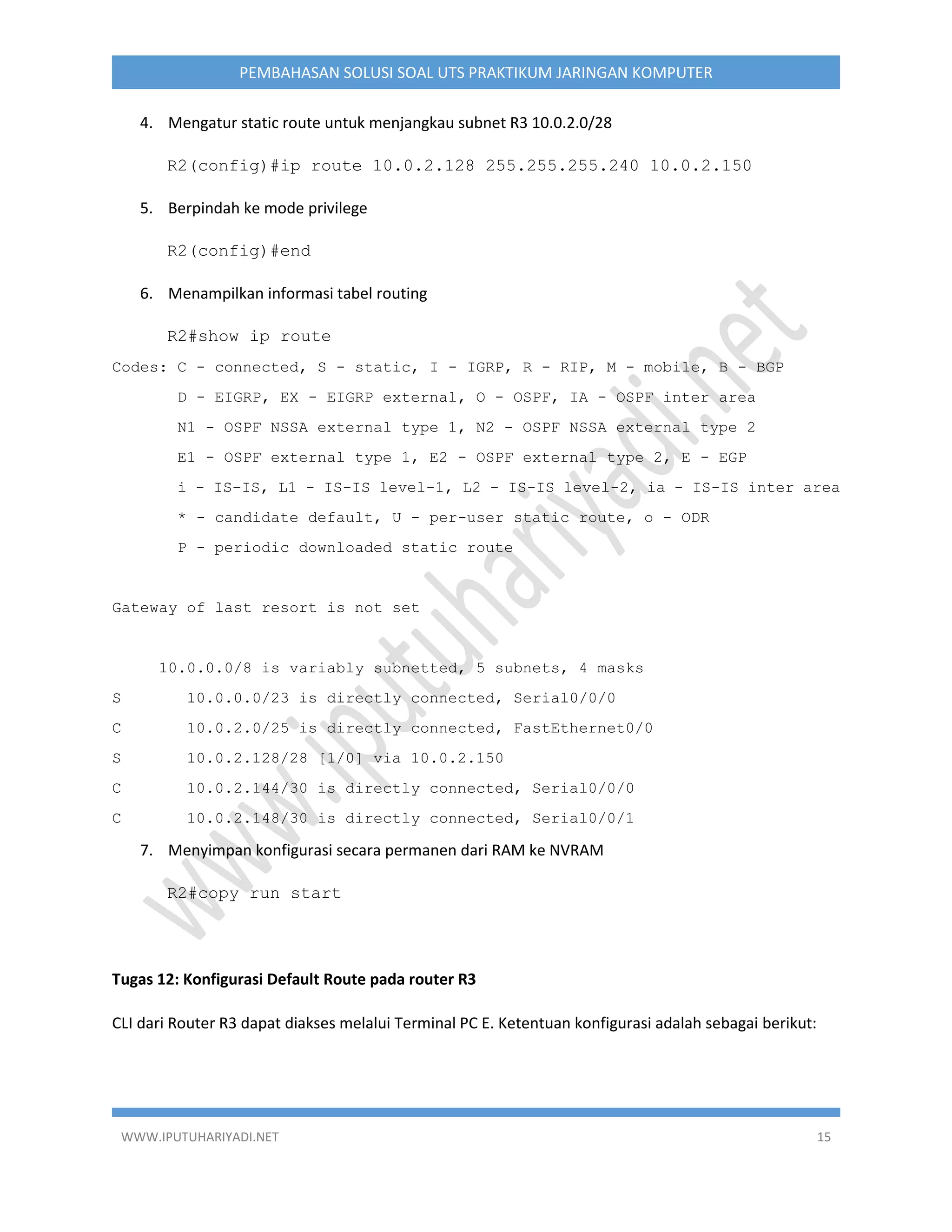 Pembahasan Solusi Soal UTS Praktikum Jaringan Komputer Tahun Akademik 2020/2021 | PDF