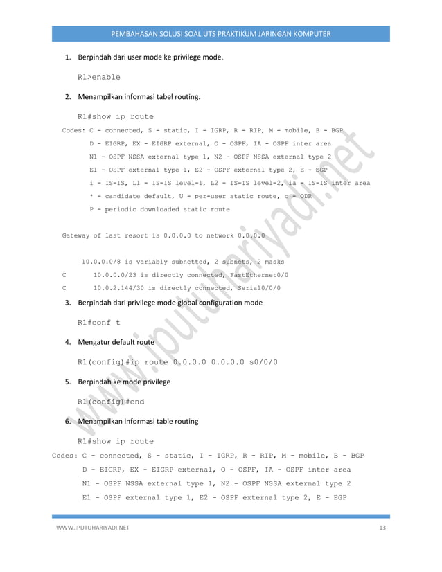 Pembahasan Solusi Soal UTS Praktikum Jaringan Komputer Tahun Akademik 2020/2021 | PDF