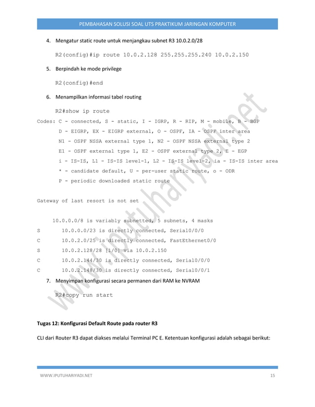 Pembahasan Solusi Soal UTS Praktikum Jaringan Komputer Tahun Akademik 2020/2021 | PDF