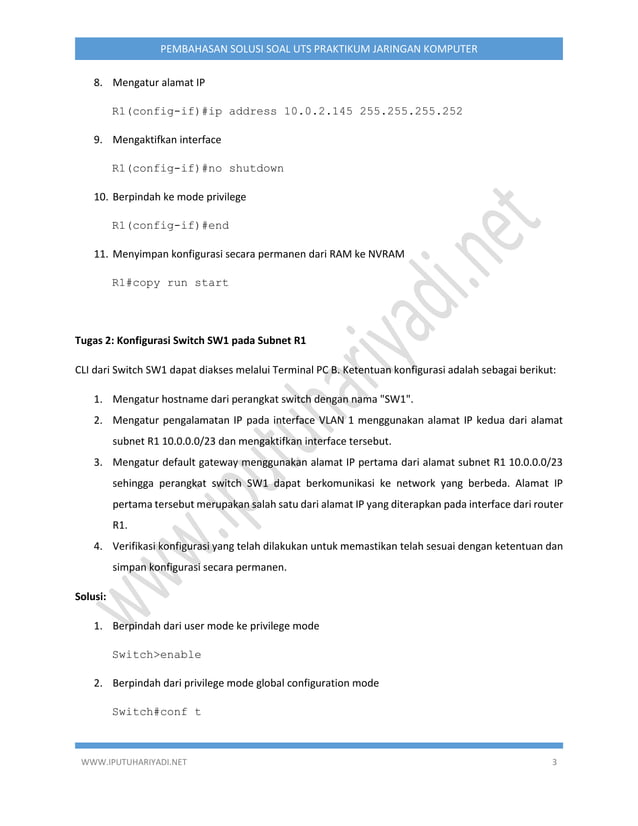 Pembahasan Solusi Soal UTS Praktikum Jaringan Komputer Tahun Akademik 2020/2021 | PDF