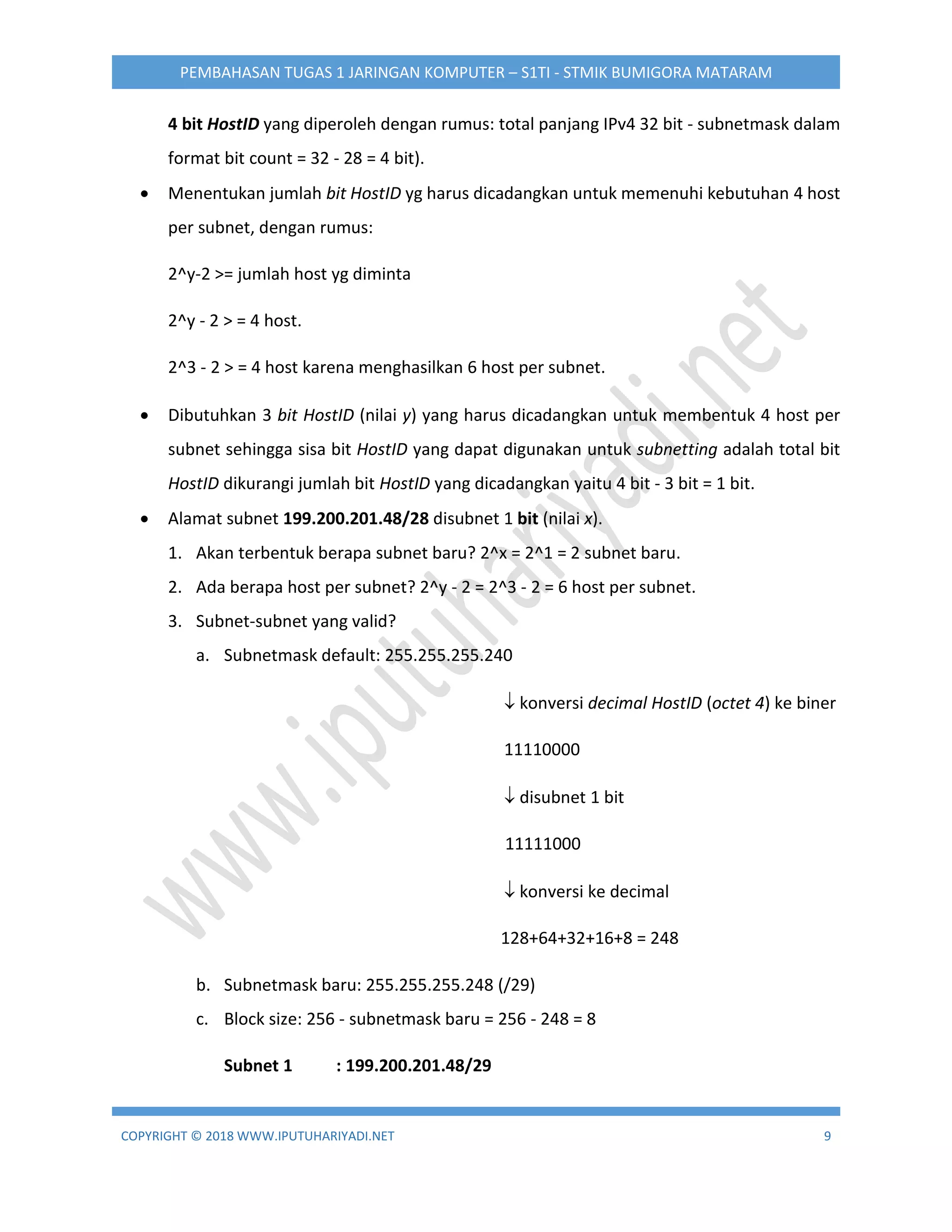 Pembahasan Tugas 1 Jaringan Komputer tentang Perhitungan VLSM | PDF