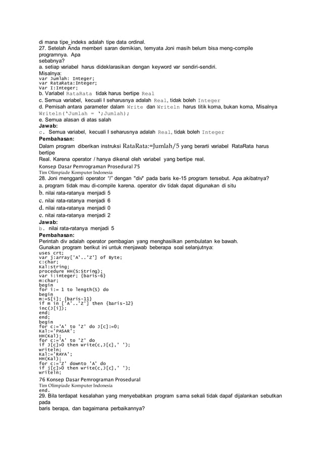 Pembahasan Ujian Teori Pemrograman Pascal Bagian 1 Pdf