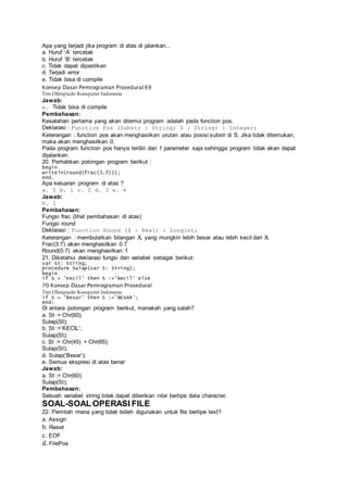 Pembahasan ujian teori pemrograman pascal bagian 1 | PDF