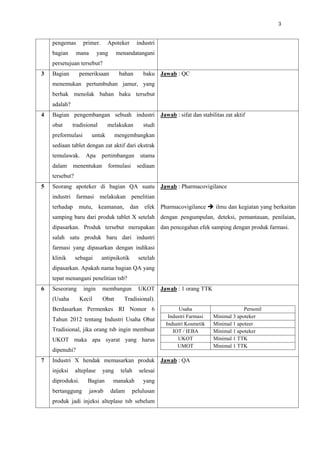 Pembahasan UKAI Farmasi Industri Berdasarkan Aspek CPOB | PDF