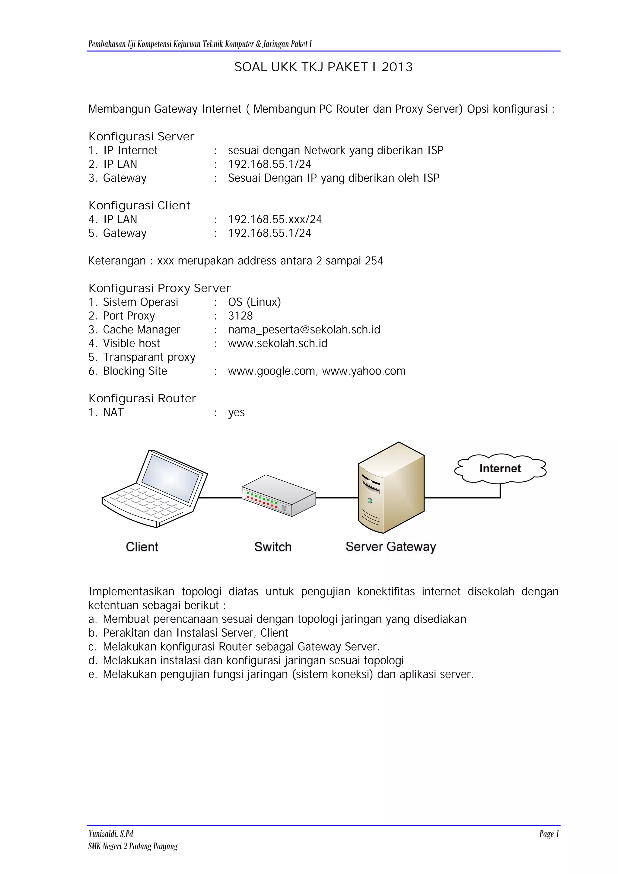 Pembahasan UKK TKJ Paket 1 | PDF