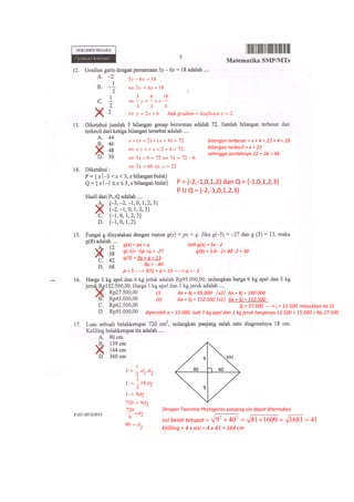 Pembahasan un matematika smp 2013 | PDF