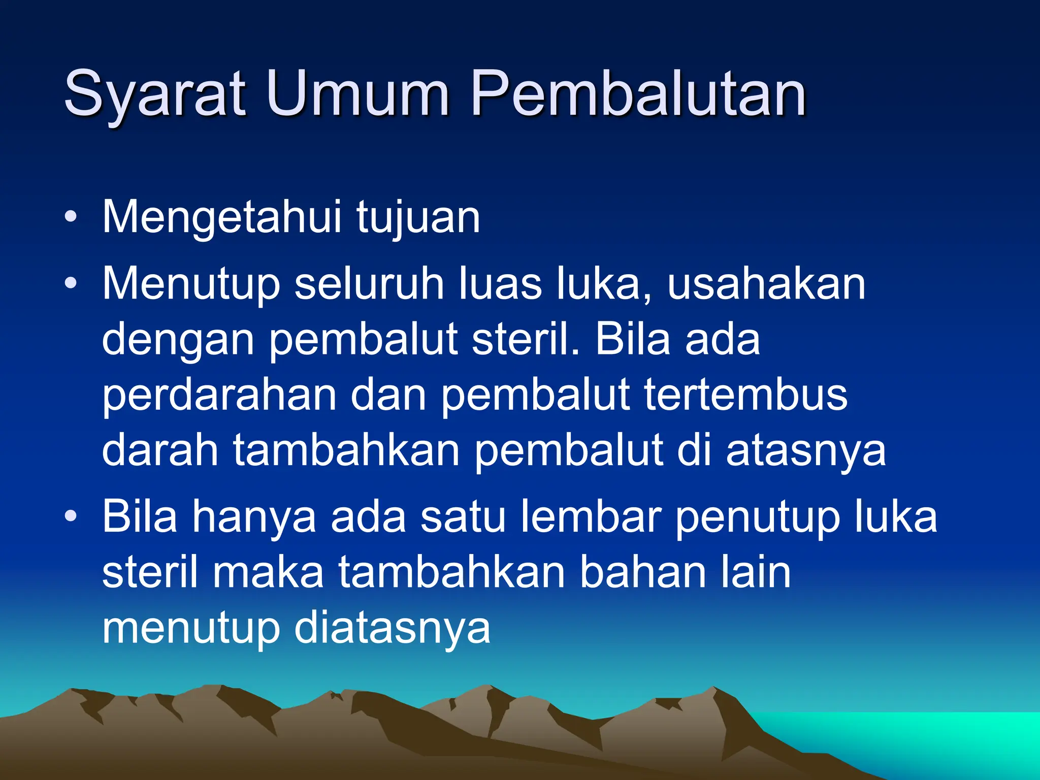PEMBALUTAN & PEMBIDAIAN, pertolongan pertama | PPT