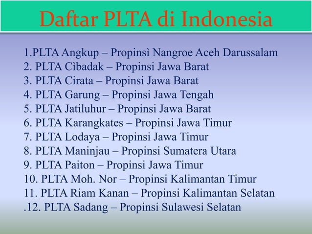 Pembangkit Listrik Tenaga Air (PLTA) | PPTX