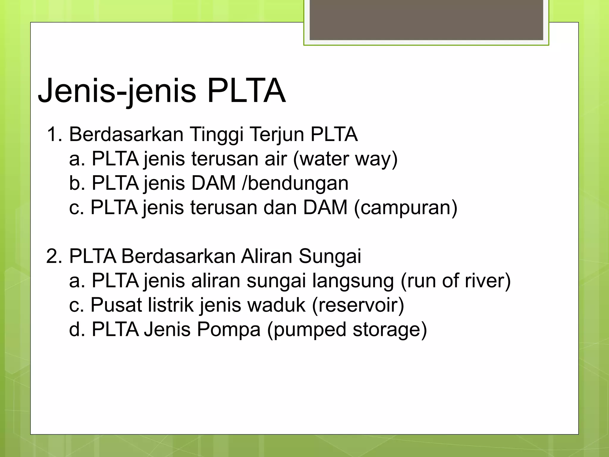 Pembangkit listrik tenaga air (plta) | PPTX