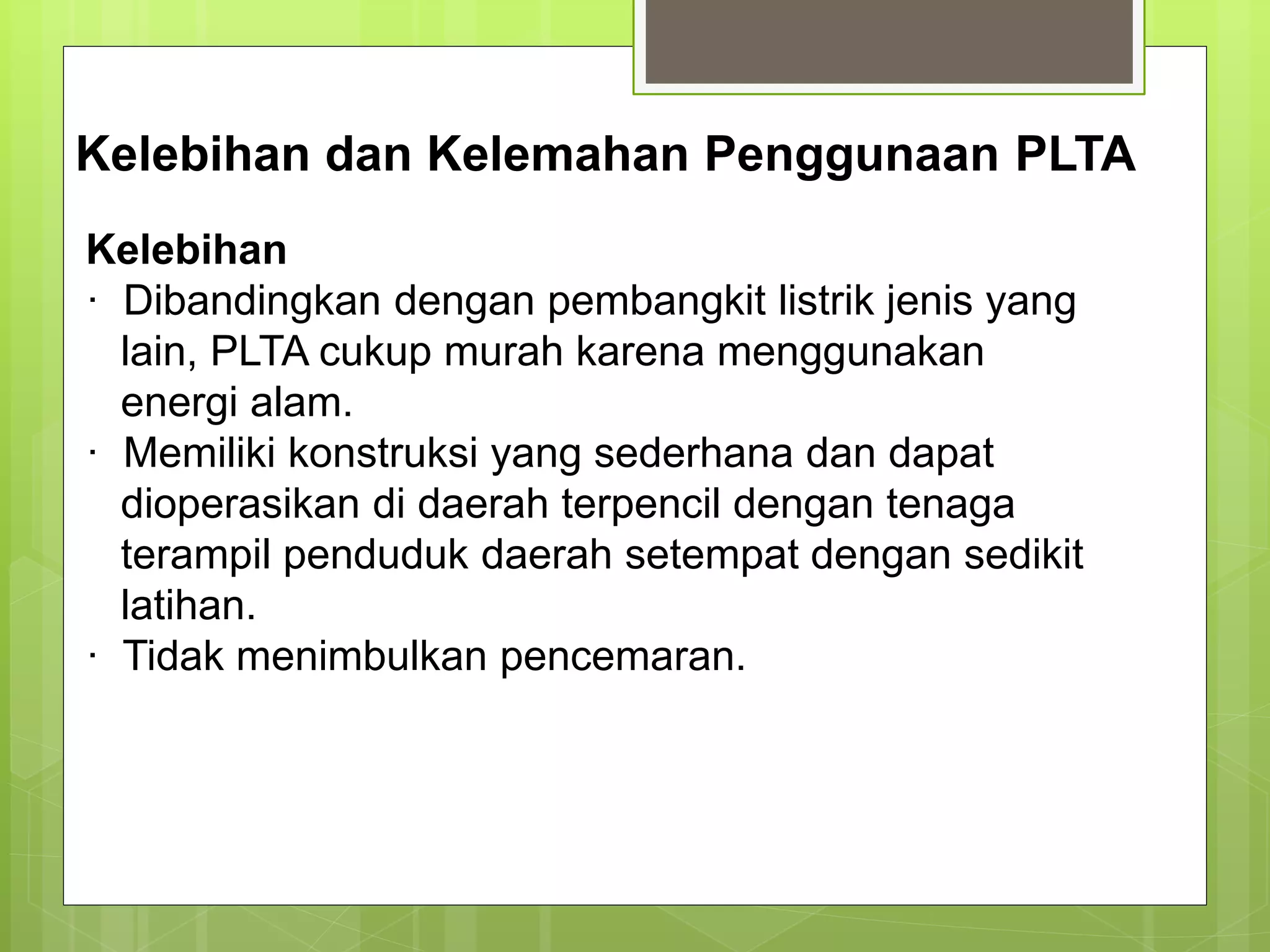 Pembangkit listrik tenaga air (plta) | PPTX