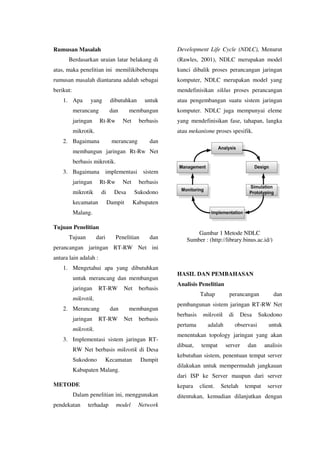 PEMBANGUNAN JARINGAN RT-RW NET BERBASIS MIKROTIK DI DESA SUKODONO KECAMATAN DAMPIT KABUPATEN ...