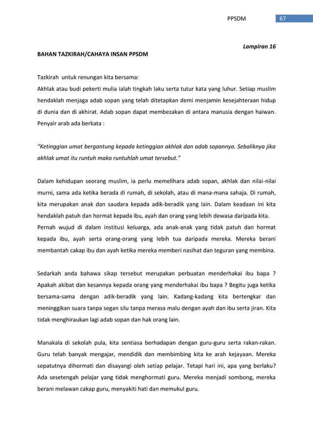 Pembangunan sahsiah diri dan disiplin murid Pembangunan sahsiah diri dan disiplin murid