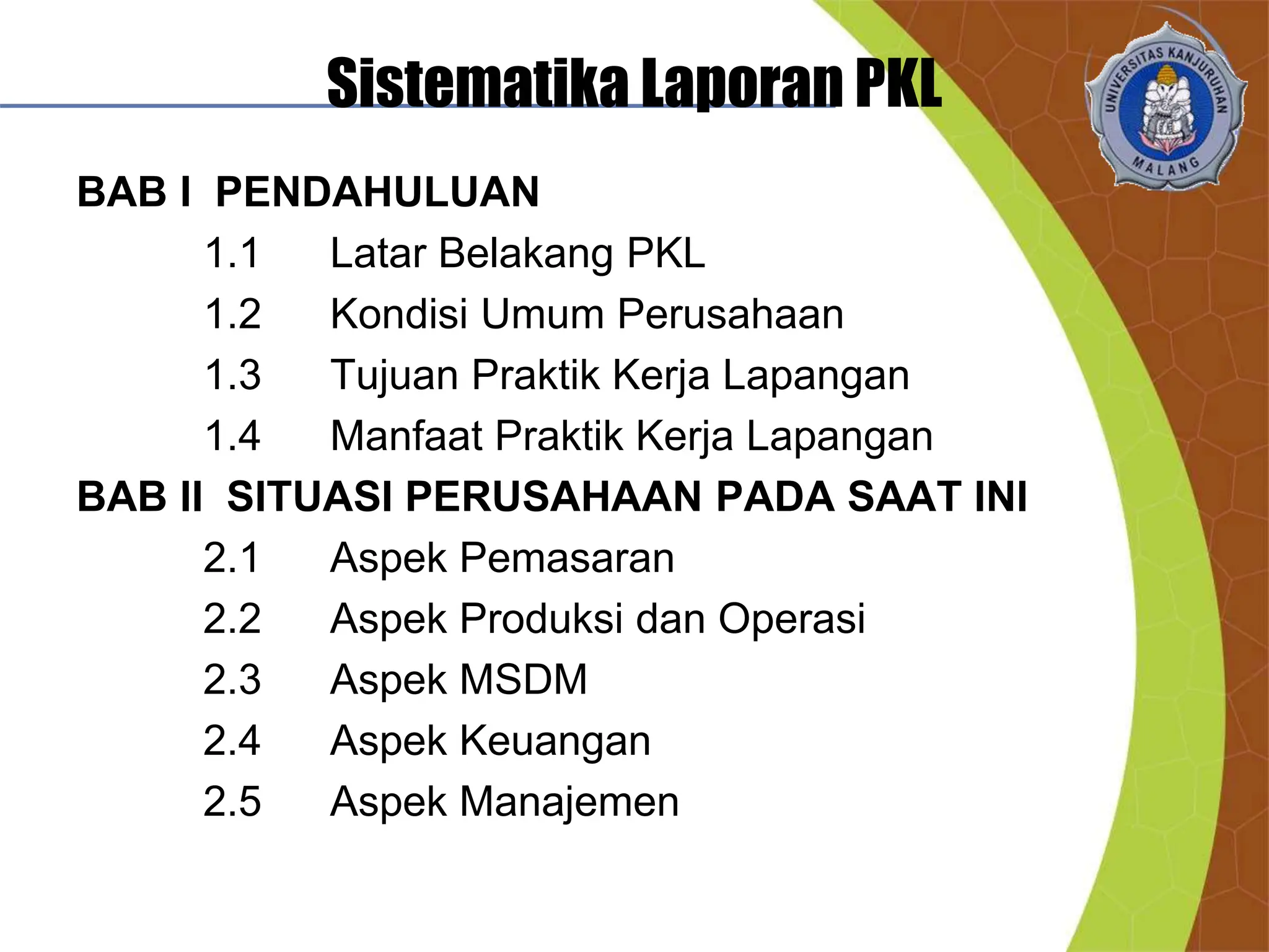Pembekalan praktek kerja lapangan tahun 2024 | PPT