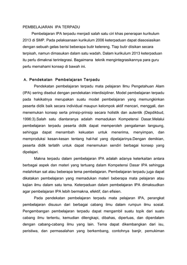 Pembelajaran ipa-terpadu | DOC