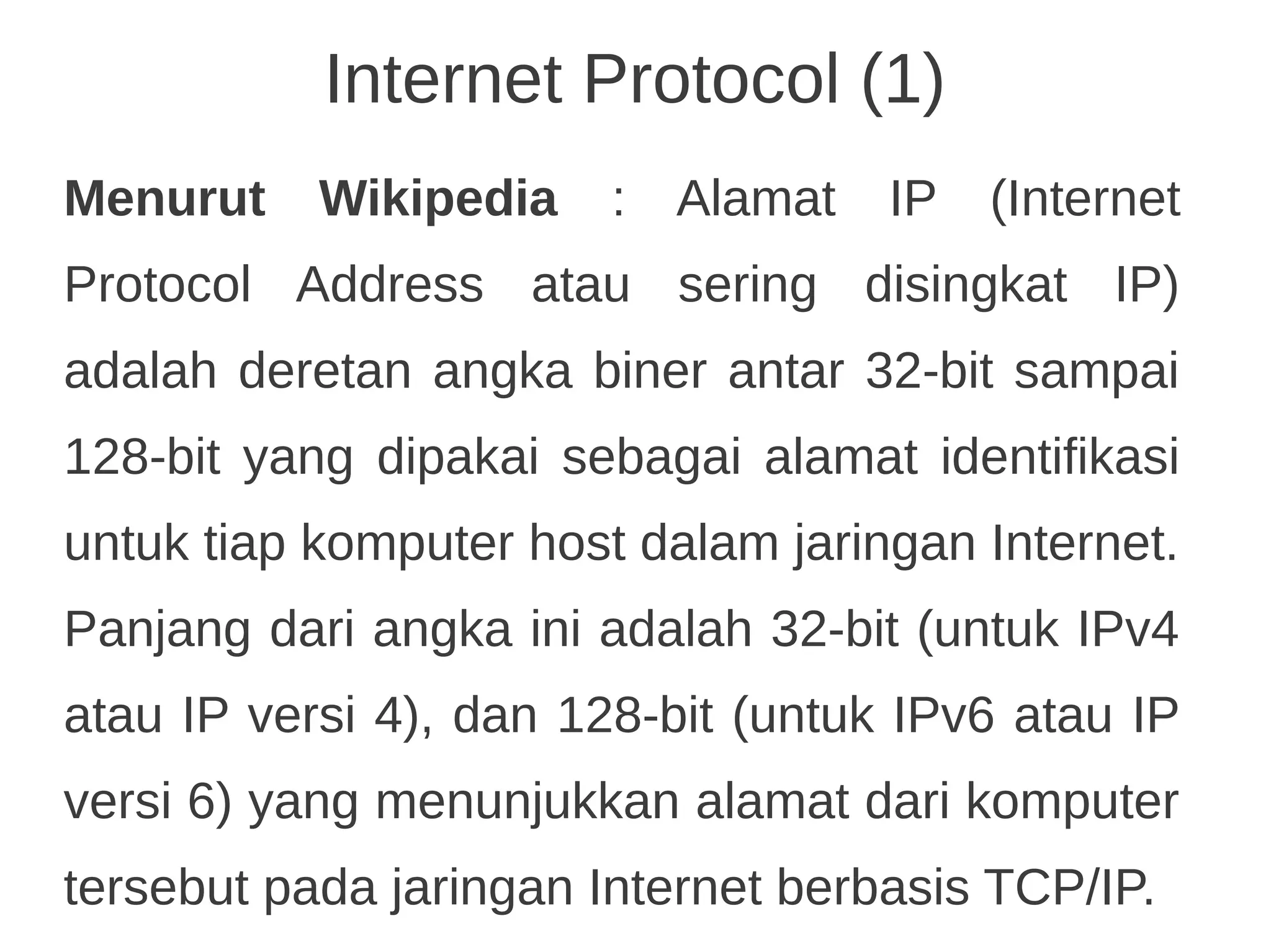 Pembelajaran-4 (Jaringan Komputer) Pengenalan Internet Protocol | PPT
