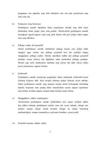 Pembelajaran authentic untuk abad ke 21 satu tinjauan | DOCX