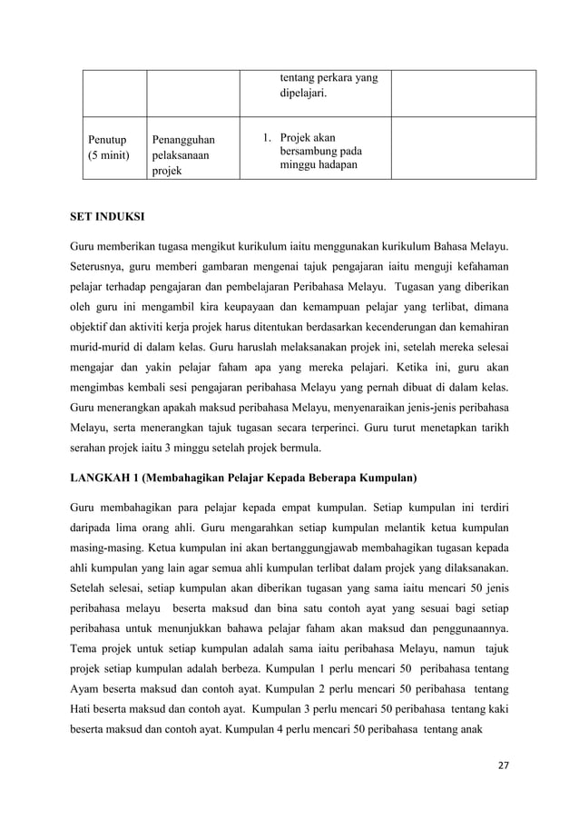 Pembelajaran berasaskan projek | DOCX