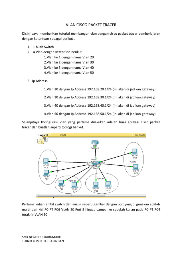 Pembelajaran cisco packet tracer VLAN | DOCX