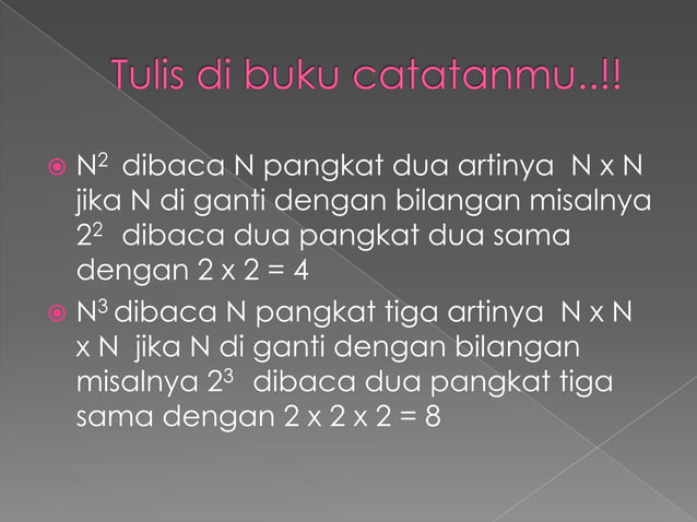 Pembelajaran kelas vi pangkat dua (n2 ) dan pangkat tiga | PPTX