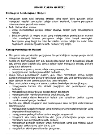 Pembelajaran masteri,pnp, | PDF