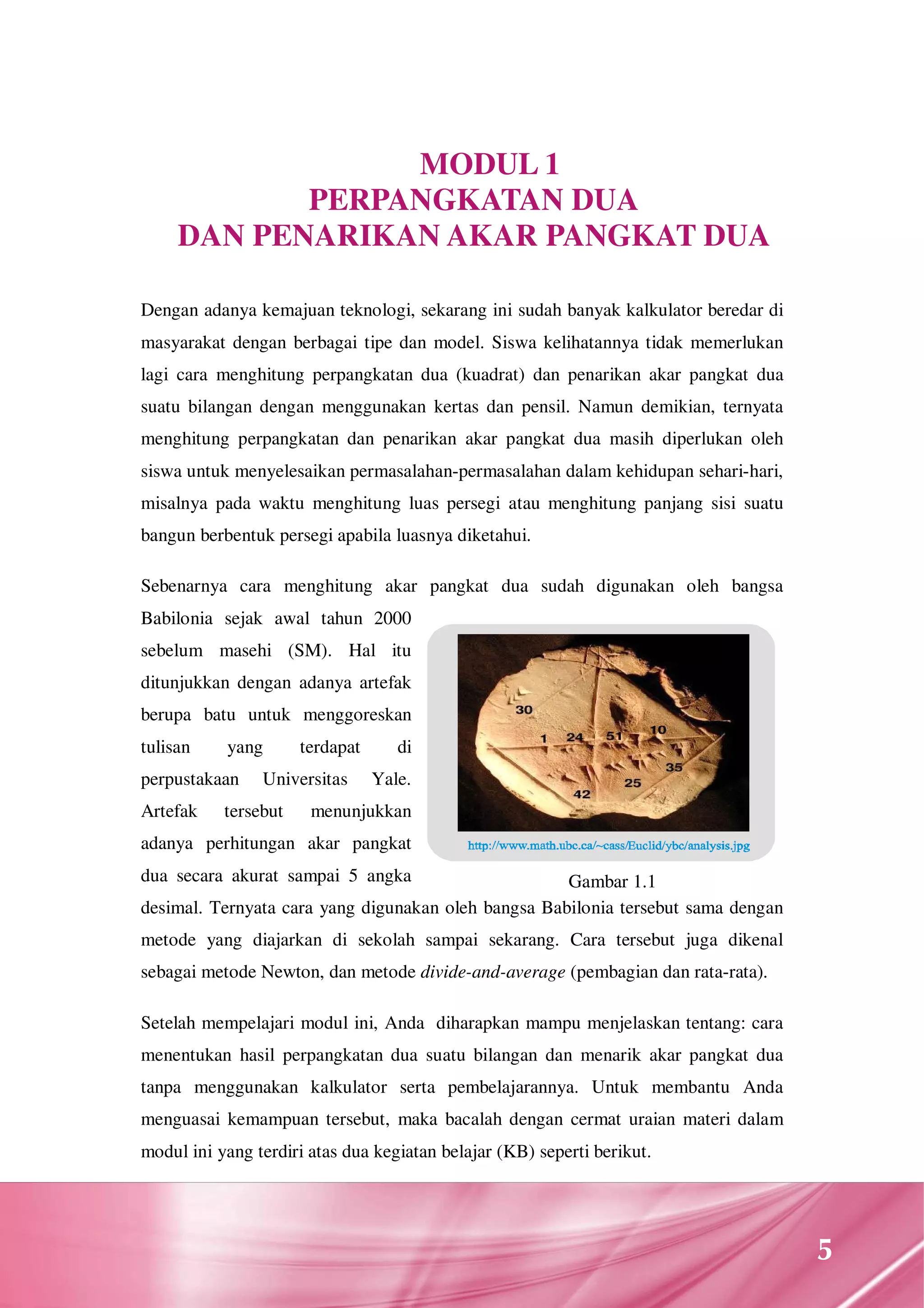 Pembelajaran perpangkatan dan penarikan akar bilangan di sd | PDF