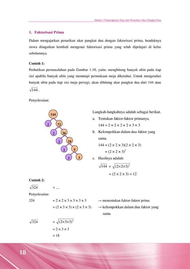 Pembelajaran perpangkatan dan penarikan akar bilangan di sd | PDF