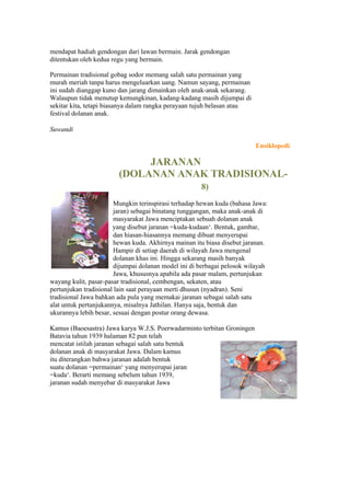 Pembelajaran sd mulok dolanan anak tradisional | PDF