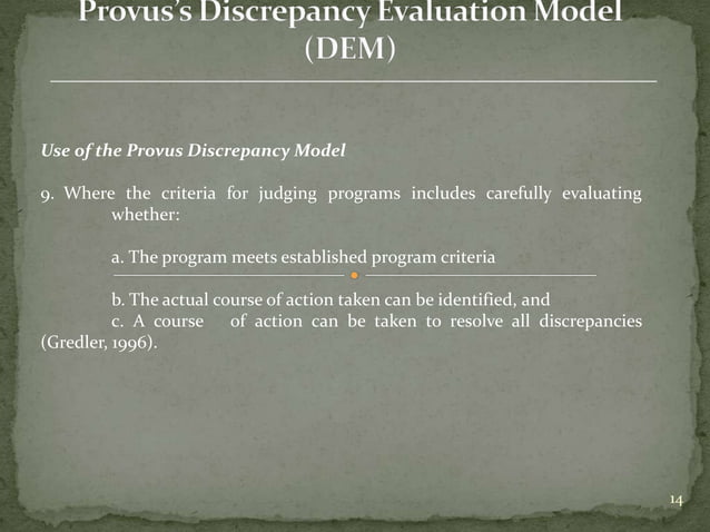 PROVUS'S DISCREPENCY EVALUATION MODEL | PPTX | Resume Writing and ...