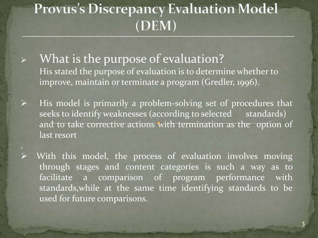 PROVUS'S DISCREPENCY EVALUATION MODEL | PPTX | Resume Writing and ...