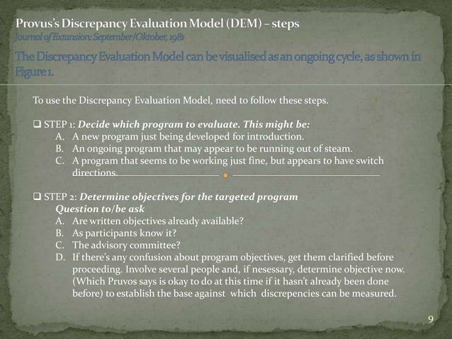PROVUS'S DISCREPENCY EVALUATION MODEL | PPTX | Resume Writing and ...