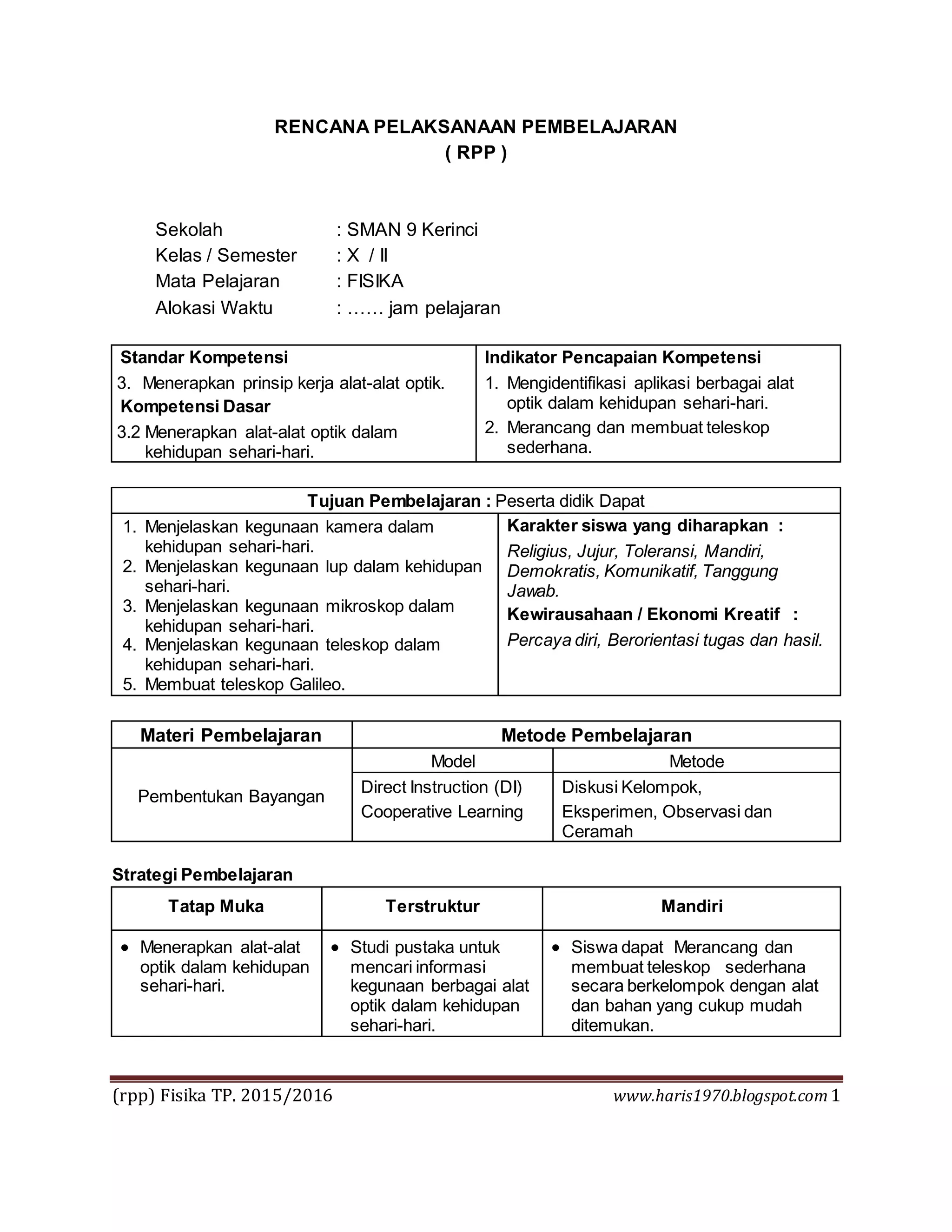 Pembentukan Bayangan Lup, Mikroskop dan Teleskop | DOCX