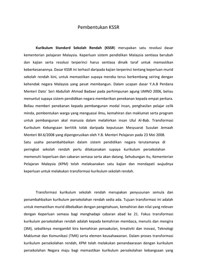Pembentukan kssr | PDF