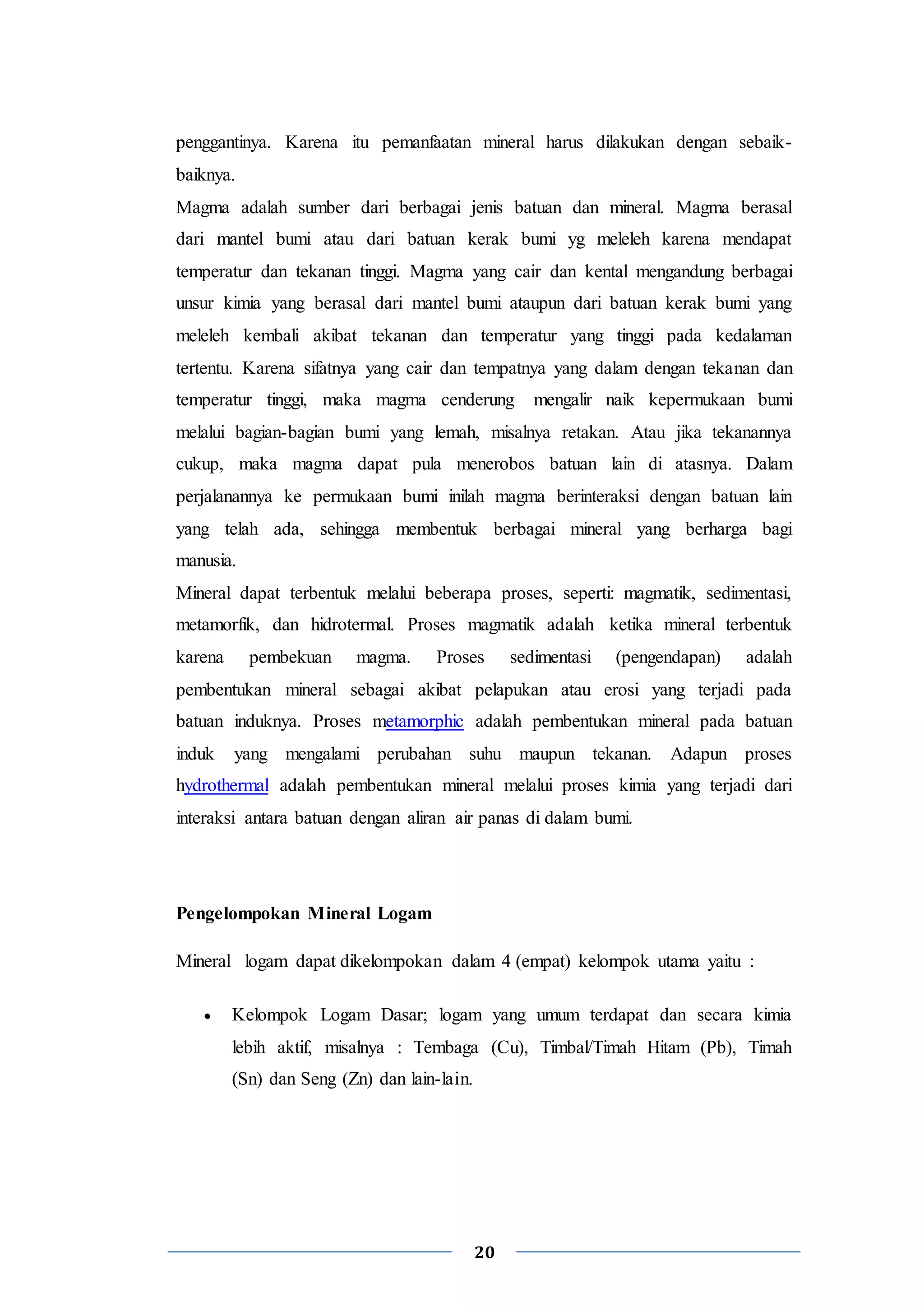 Pembentukan Mineral Logam di Indonesia | DOCX