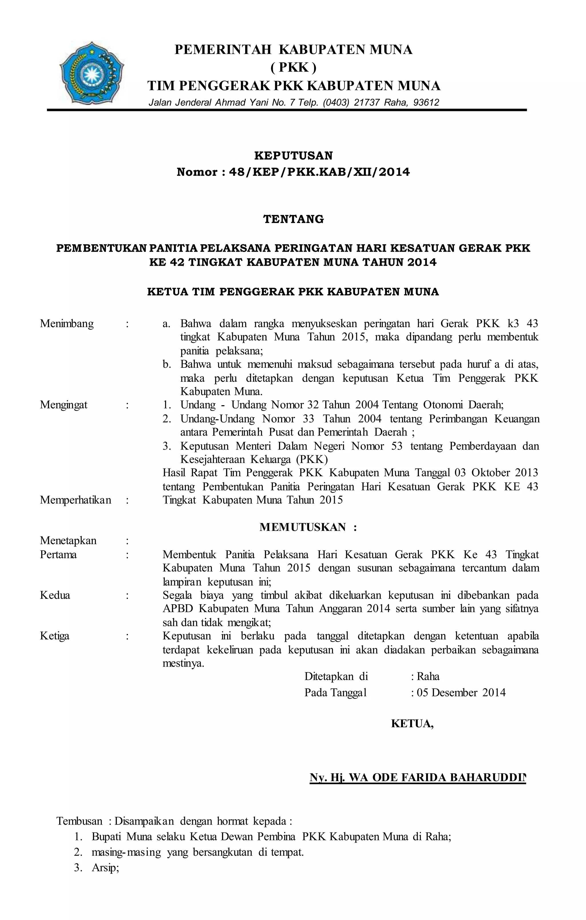 Pembentukan panitia pkk | PDF