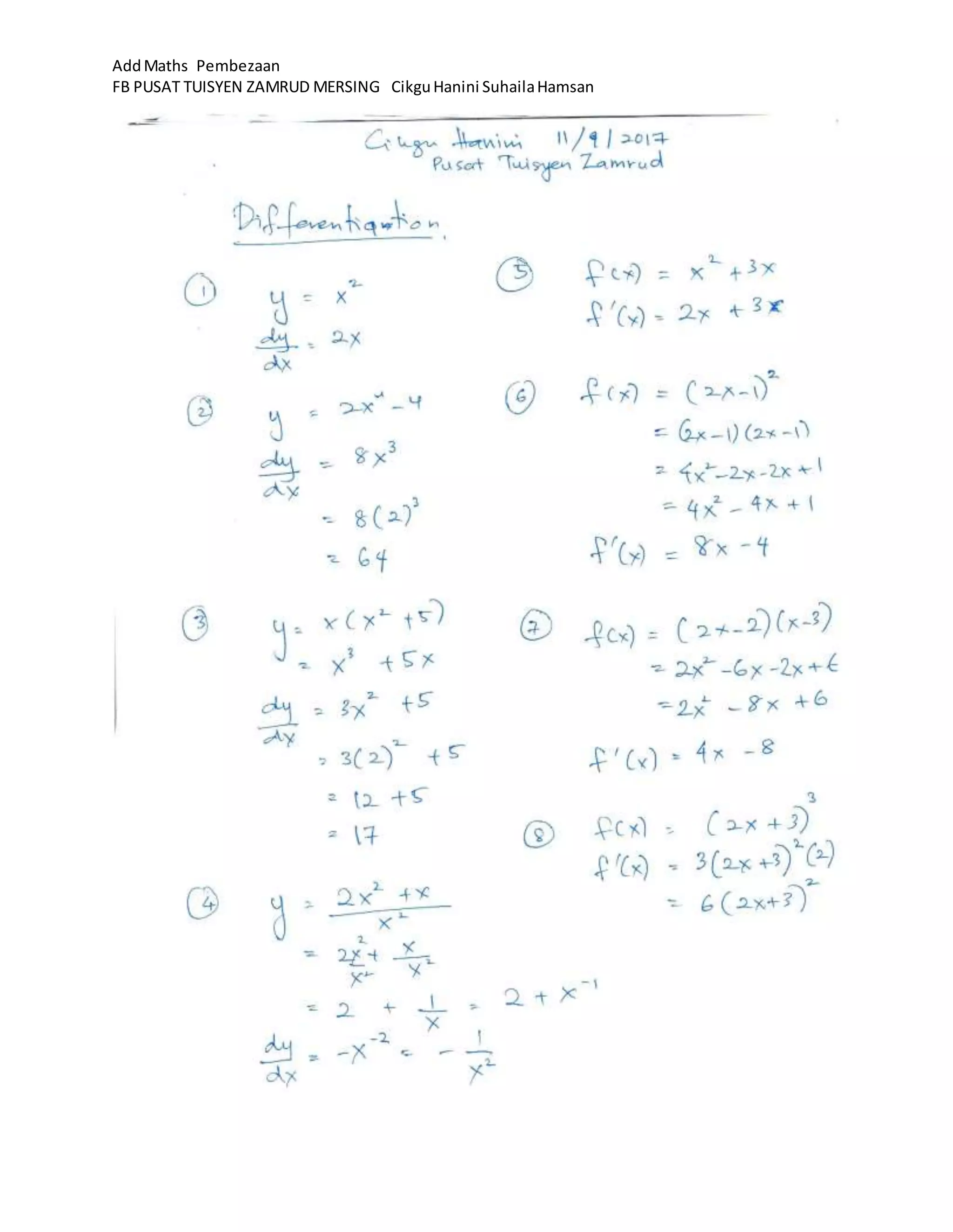 Diffrentiation SPM | PDF