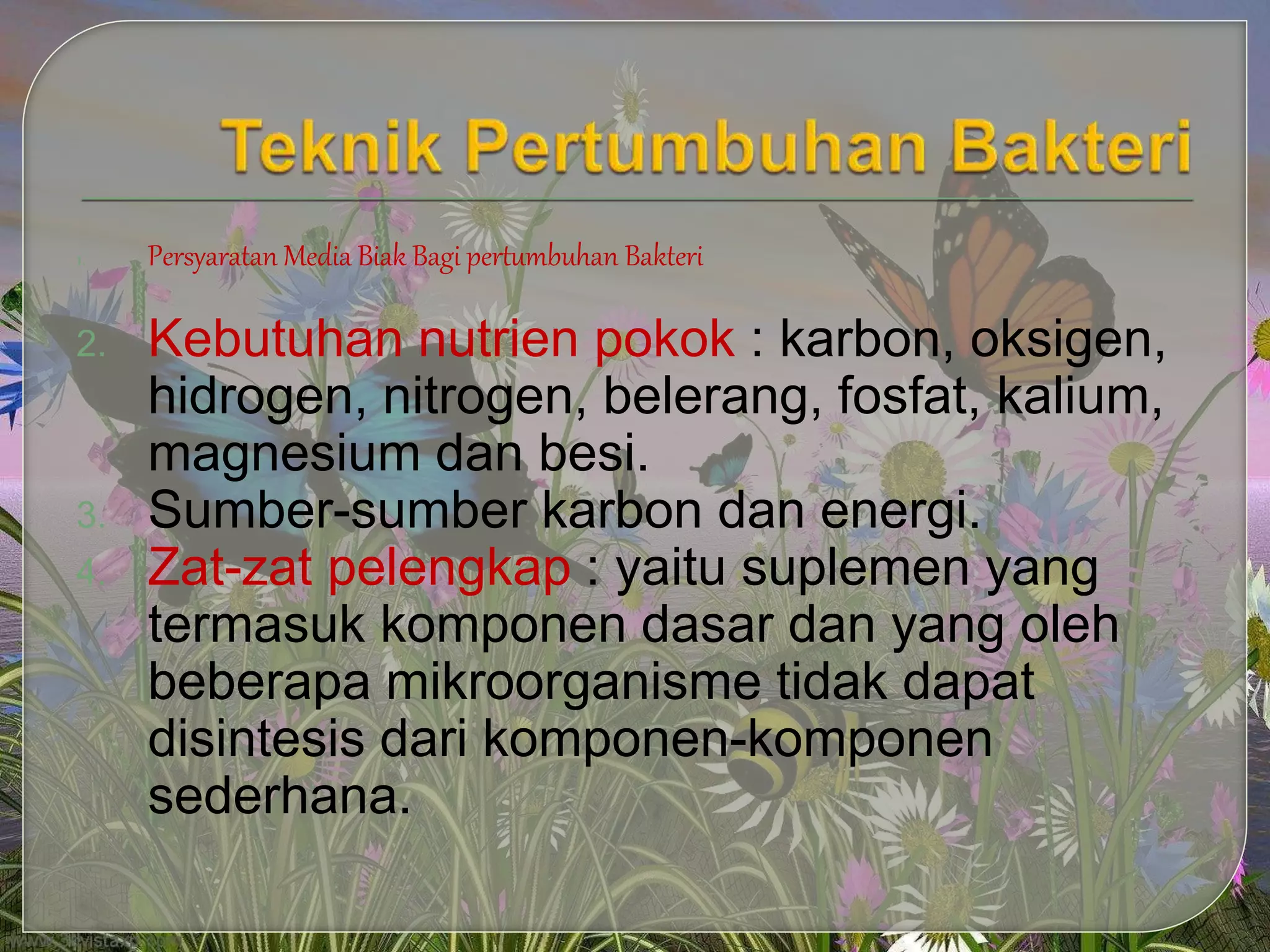Pembiakan & pertumbuhan mikroorganisme. Point2nya saja. | PPTX