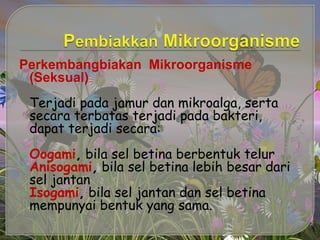 Pembiakan & pertumbuhan mikroorganisme. Point2nya saja. | PPTX