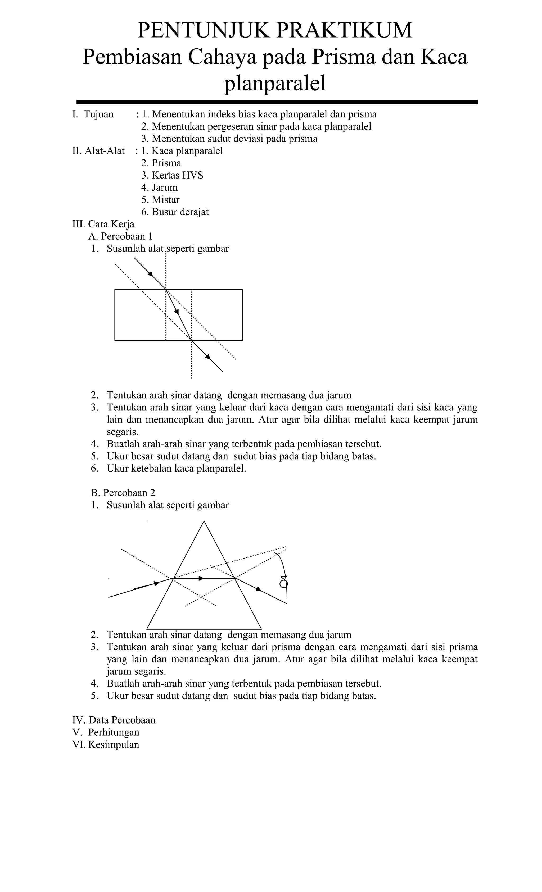 Pembiasan cahaya-pada-prisma-dan-kaca-planparalel | DOC