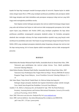 PEMBIAYAAN PENDIDIKAN DAN KESAN KEATAS MOTIVASI PELAJAR DAN PENCAPAIAN AKADEMIK | PDF