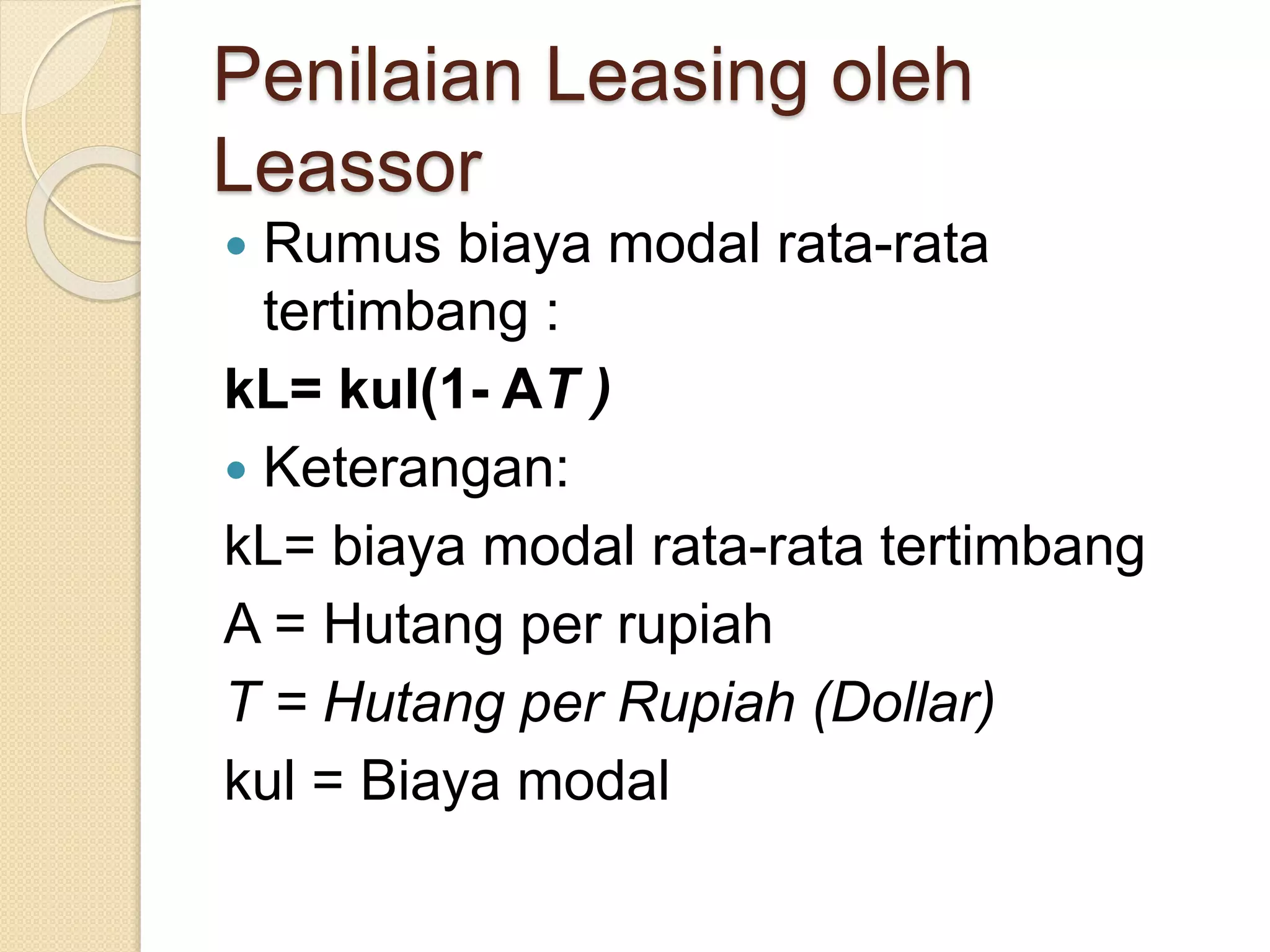 Pembiayaan dengan lease jadi | PPTX