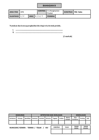 Pembinaan item rbt penghasilan produk | DOC