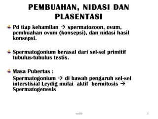 Pembuahan, nidasi dan plasentasi | PPT