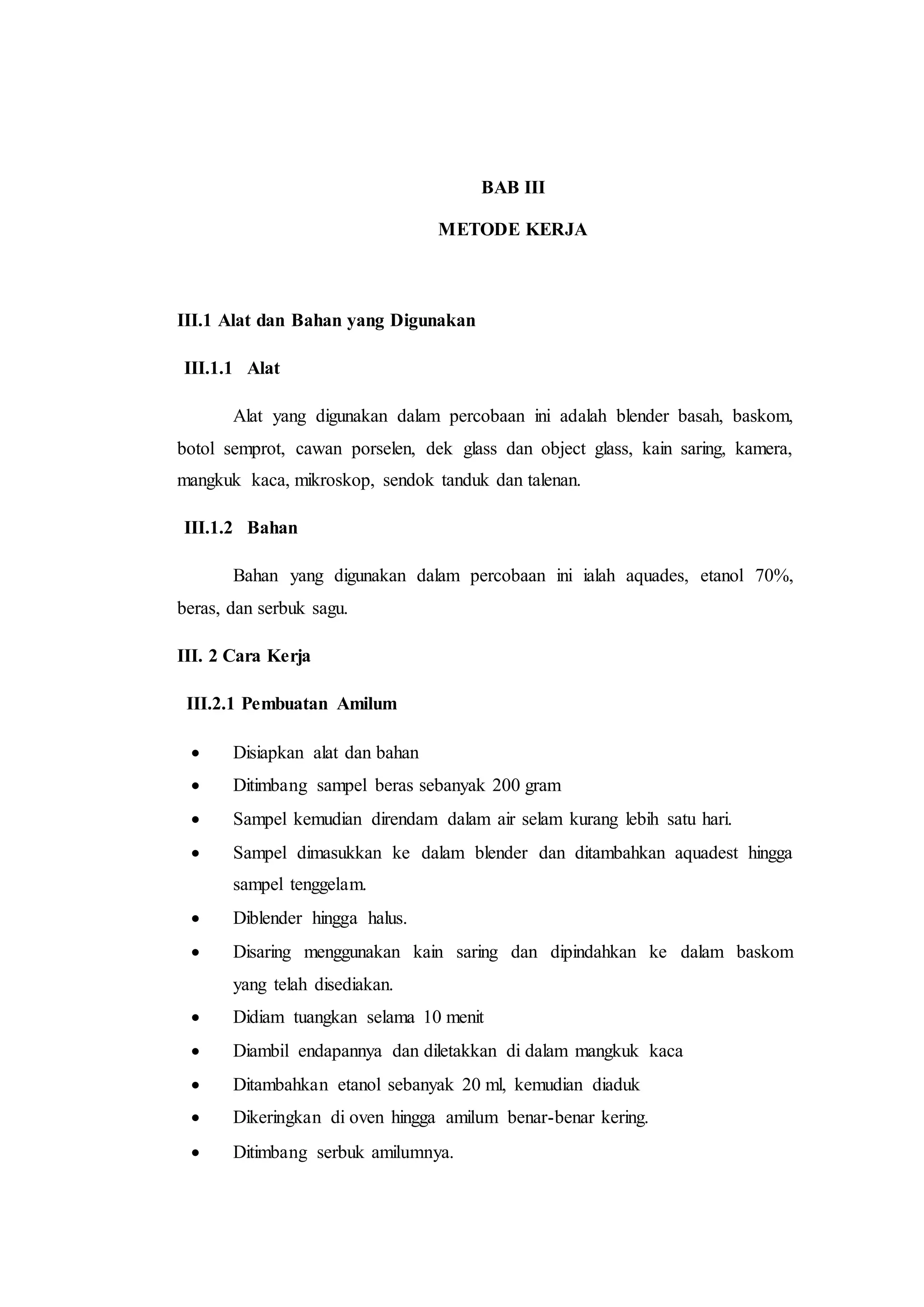 Pembuatan amilum | DOCX