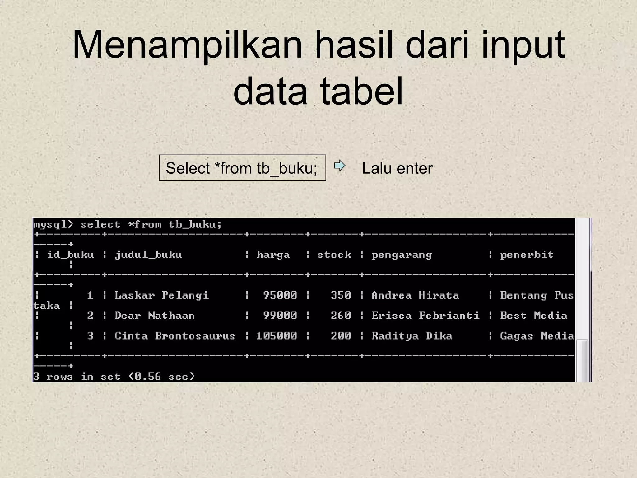 Pembuatan database dan tabel | PPTX