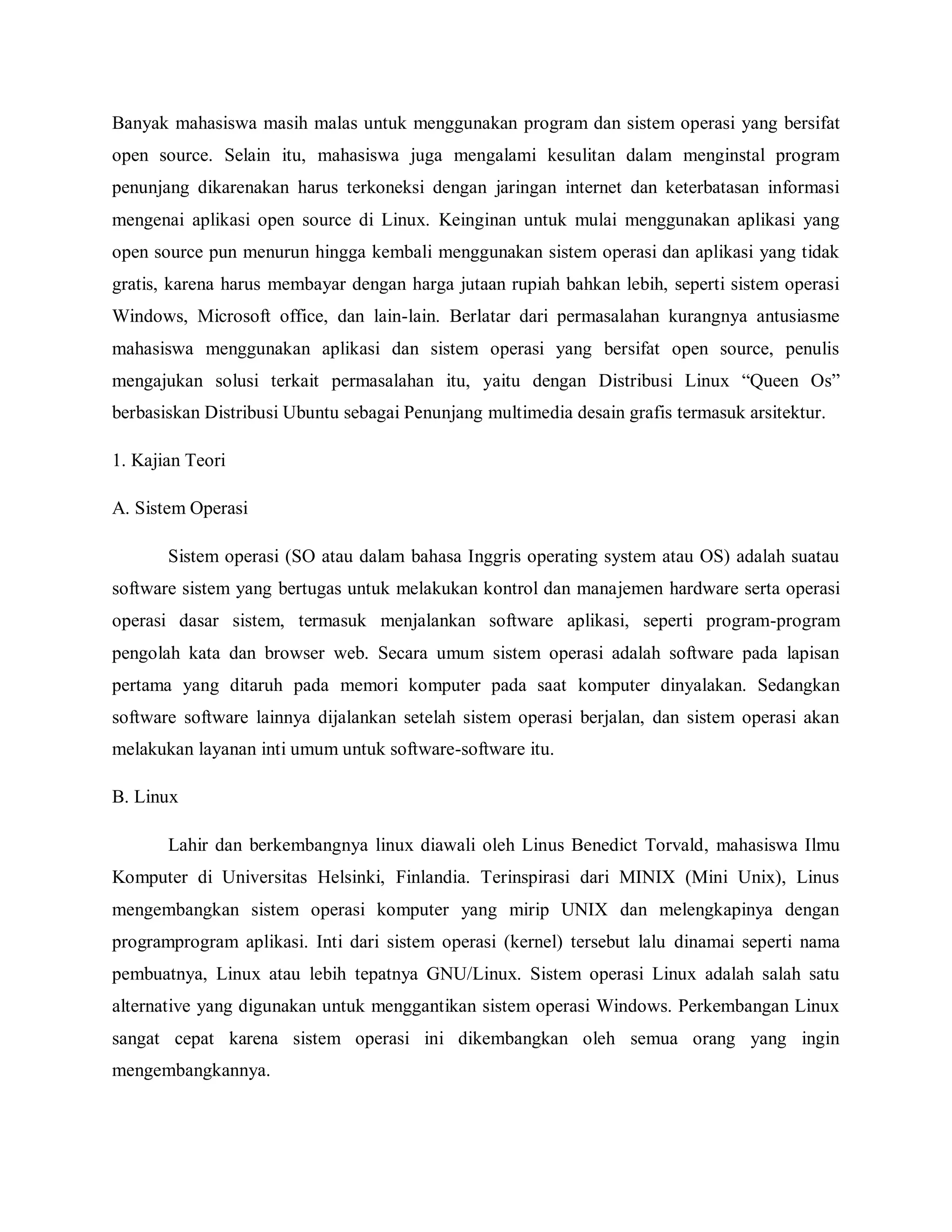 Pembuatan distro linux untuk pengembangan konsep desain grafis dalam proses pengenalan operating ...