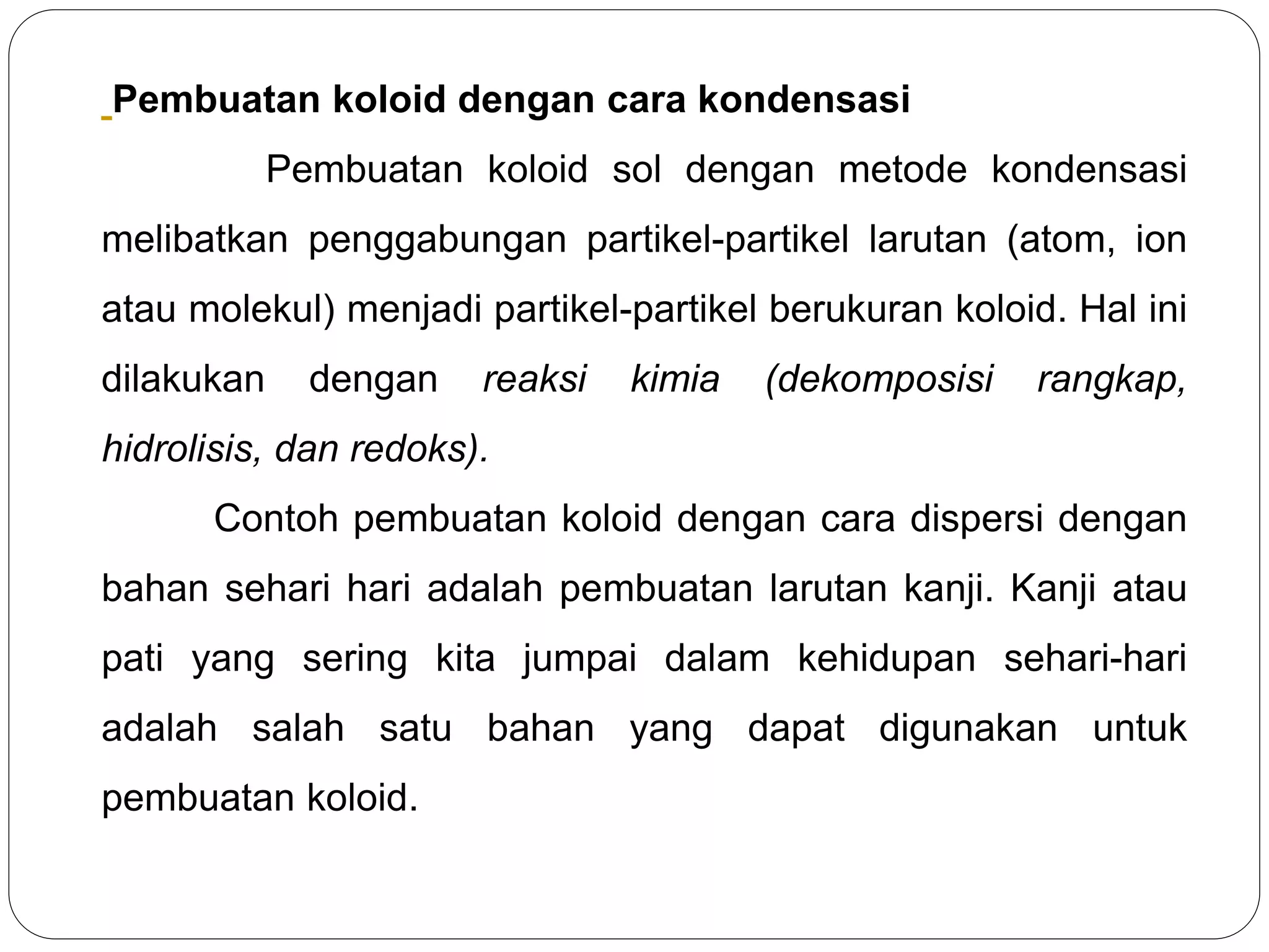 Pembuatan koloid | PPTX