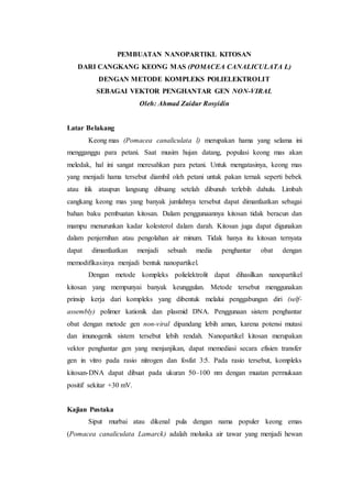 Pembuatan nano partikel kitosan dengan keong mas | PDF