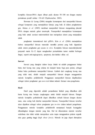 Pembuatan nano partikel kitosan dengan keong mas | PDF