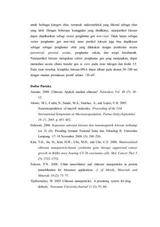 Pembuatan nano partikel kitosan dengan keong mas | PDF