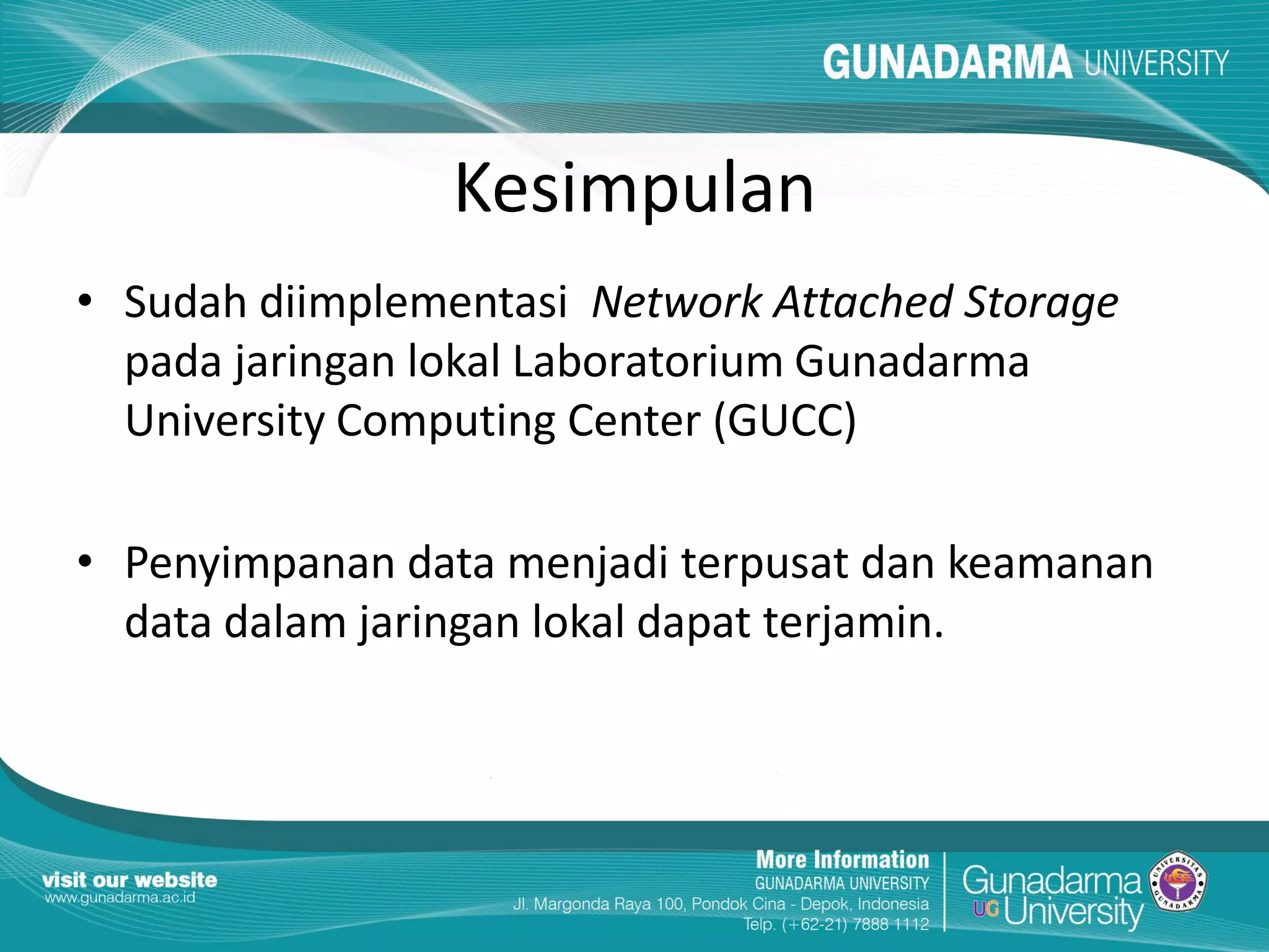 Pembuatan network attached storage dengan sistem operasi freeNAS | PDF